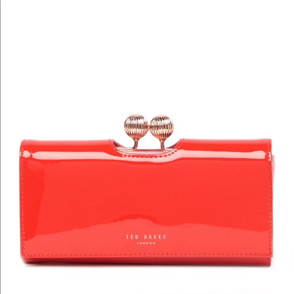 Ted Baker | Bags | New Ted Baker Bobble Patent Leather Wallet Red ...
